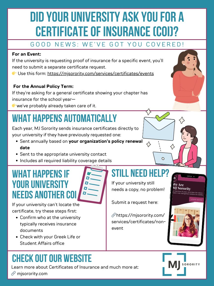 Did Your University Ask You for a Certificate of Insurance? - MJ Sorority